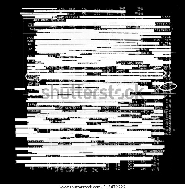 Redacted Information Texture White On Black Stock Illustration 513472222