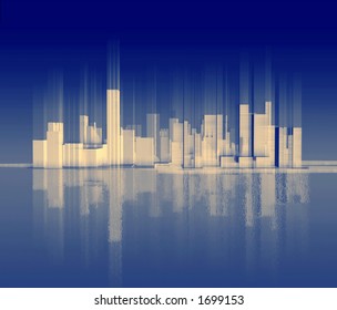 Reflection Light Night Megacity On Water Stock Illustration 1699153 ...