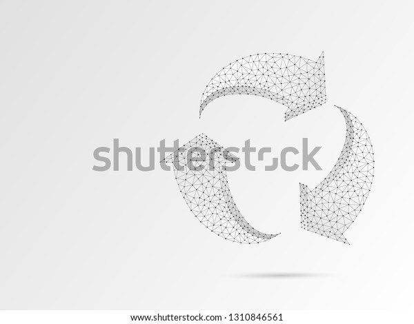 Refresh Circular Arrows Symbol Wireframe Digital 库存插图 1310846561 ...