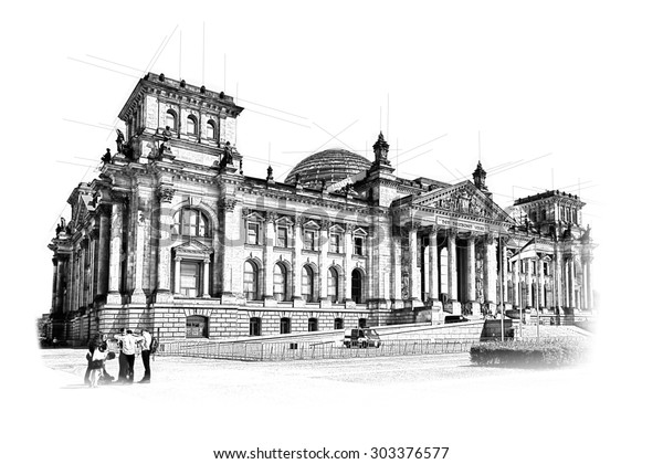 Reichstag Berlin Like Technical Drawing Artwork Ilustrație de stoc ...