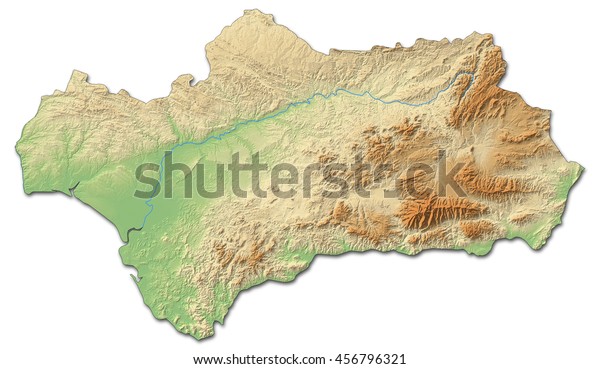 Relief Map Andalusia Spain 3drendering Stock Illustration 456796321 ...