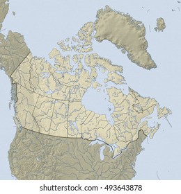 Relief Map Canada 3drendering Stock Illustration 493643878