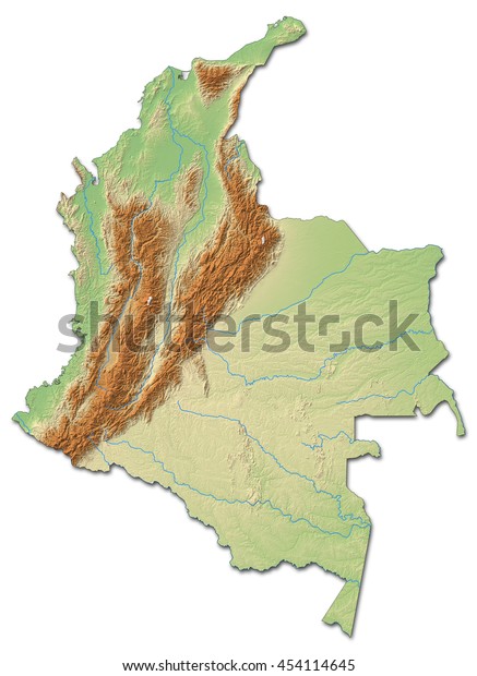 Relief map of Colombia - 3D-Rendering
