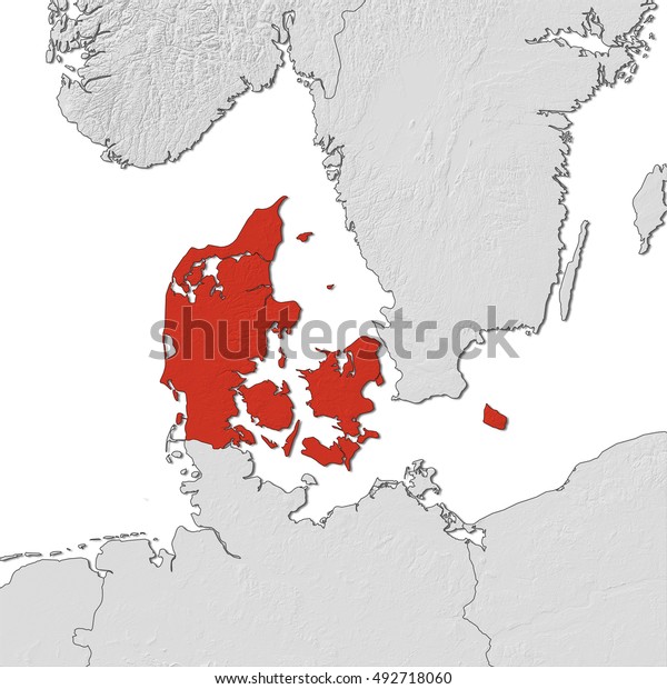 Relief Map Danmark 3drendering Stock Illustration 492718060 | Shutterstock