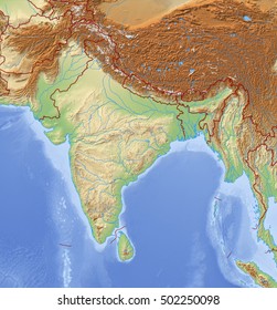 Relief Map India 3drendering Stock Illustration 502250098 | Shutterstock