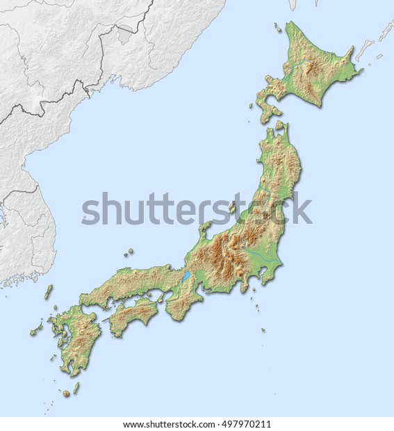Relief Map Japan 3drendering Stok İllüstrasyon 497970211
