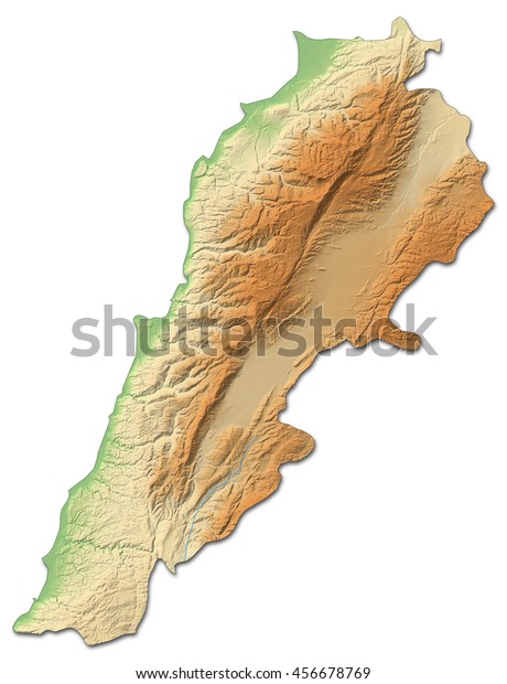 Relief Map Lebanon 3drendering Stock Illustration 456678769