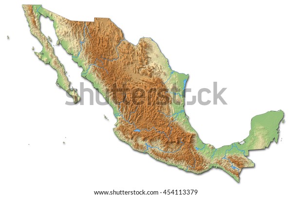 Relief map of Mexico - 3D-Rendering: Stockillustration 454113379 ...