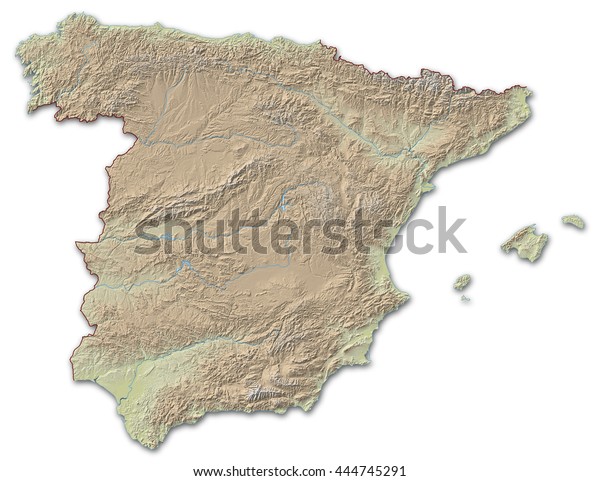 Relief Map Spain 3dillustration Stock Illustration 444745291 | Shutterstock