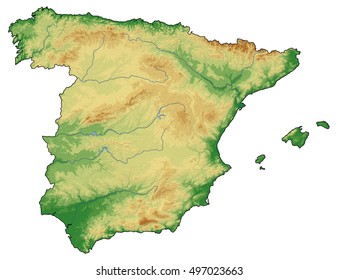 Relief Map Spain Stock Illustration 442900600