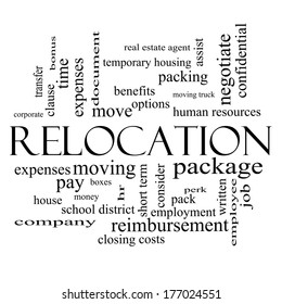 Relocation Word Cloud Concept Black White Stock Illustration 177024551 ...