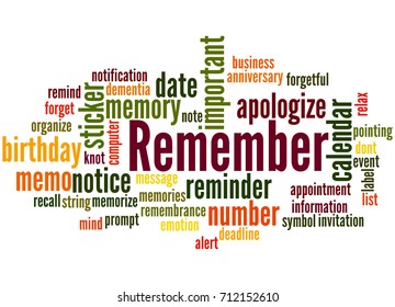 Remember Word Cloud Concept On White Stock Illustration 712152610 ...