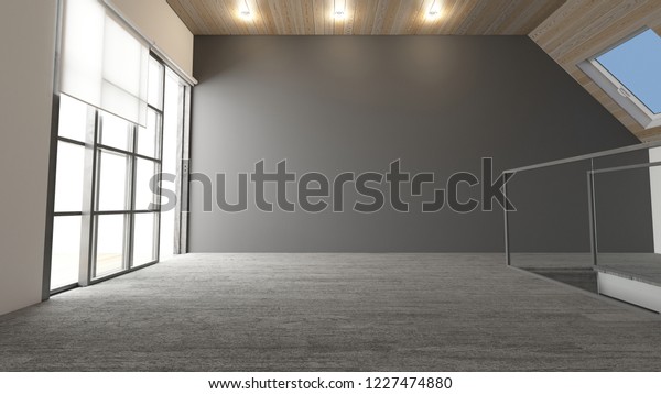 Render 3d Contemporary Empty Room Stock Illustration 1227474880 ...
