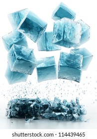 Render Falling Ice Cubes Isolated On Stock Illustration 114439465 ...