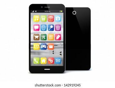 Smartphone Application Icons On Screen Isometric: เวกเตอร์สต็อก (ปลอด ...