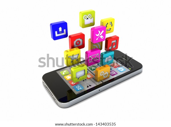 Render Smartphone App Icons Stock Illustration 143403535