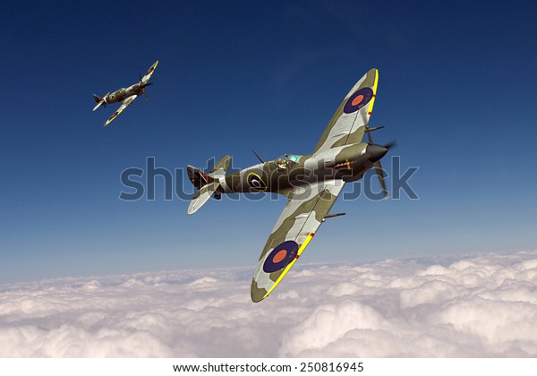 Render Ww2 Supermarine Spitfire 3d Model Stock Illustration 250816945