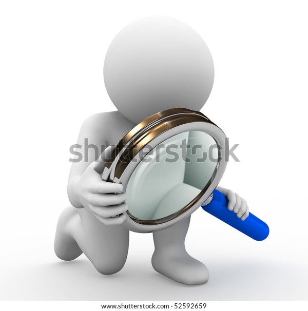 Rendering Character Magnifying Glass Stock Illustration 52592659 ...