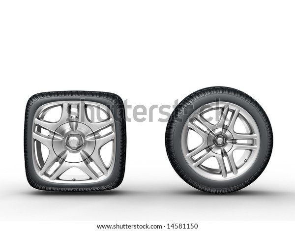Rendering Round Square Car Wheels On Stock Illustration 14581150