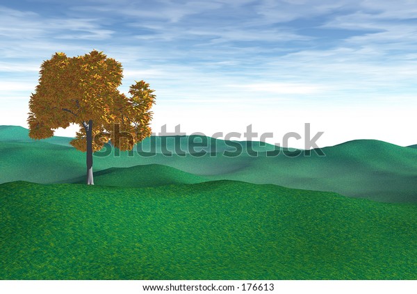 Rendering Tree Lush Green Field Stock Illustration 176613 | Shutterstock