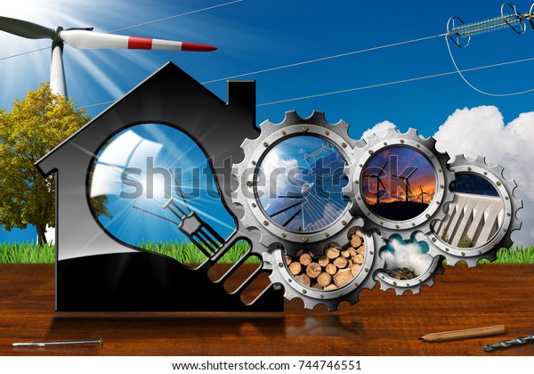 Renewable Resources 3d Illustration Model House Stock Illustration ...