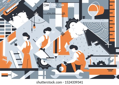 Repairs Background Instruments Employee Workshop Concept Stock ...