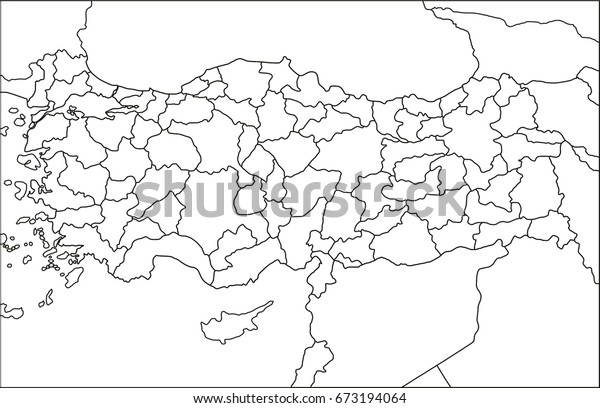 Republic Turkey Map State Lines Arkivillustrasjon 673194064