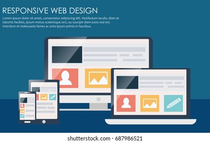 Responsive Design Development Computer Laptop Smartphone Stock Vector ...
