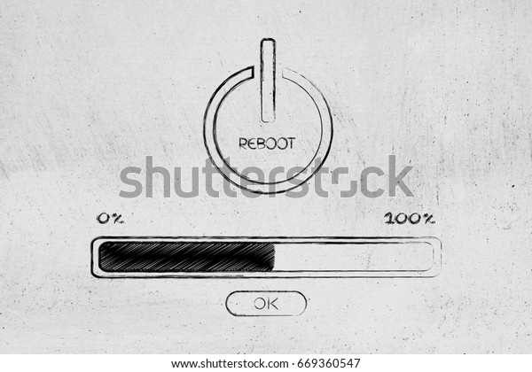 Restarting Technology Reboot Symbol Progress Bar Stock Illustration ...