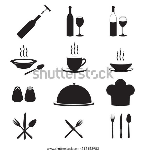 Restaurant Kitchen Icon Set Stock Illustration 212153983 | Shutterstock