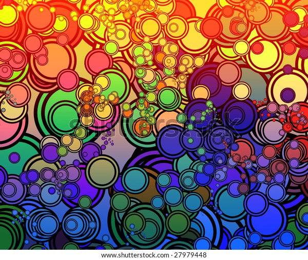 Retro Abstract Psychedelic Multicolored Circle Pattern Stock ...