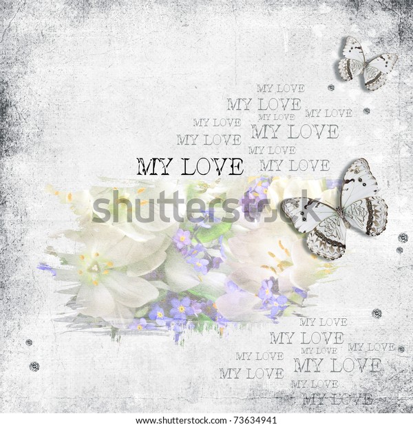 Retro Background Stampframe Diamonds Text Love: Stockillustration ...