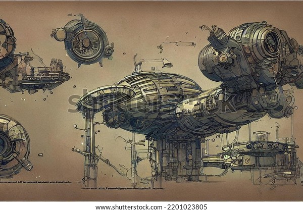 Retro Future Nuclear Reactor Concept Art Stock Illustration 2201023805 ...