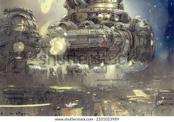 Retro Future Nuclear Reactor Concept Art Stock Illustration 2201023989 ...