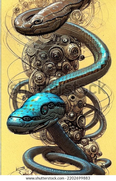 Retro Future Spaceship Snake Concept Art Stock Illustration 2202699883 ...
