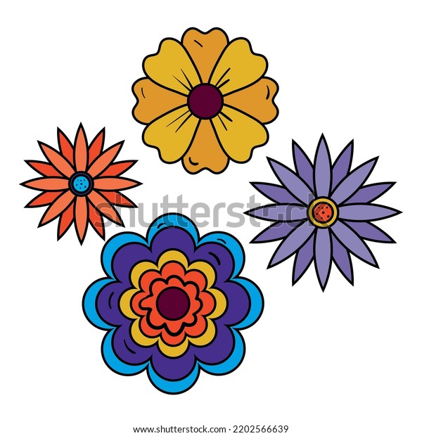 Retro Groovy Flowers 60s70s Retro Flower Stock Illustration 2202566639 ... Retro Groovy Flowers 60s70s Retro Flower Stock Illustration 2202566639 ...