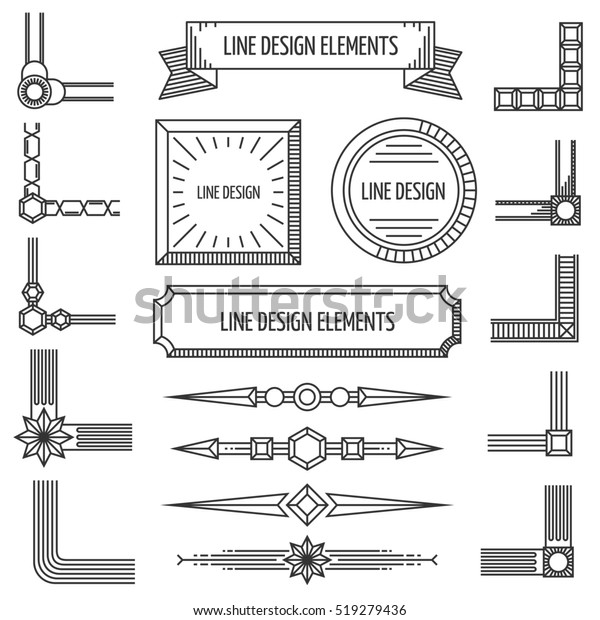 Retro Linear Outline Design Elements Corners Stock Illustration ...