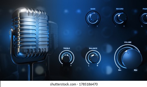Retro Microphone Control Panel 3d Rendering Stock Illustration ...