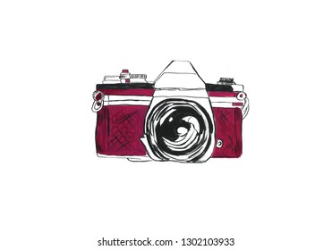 Old Camera Drawing Lines Add Color Stock Illustration 1522056020 ...
