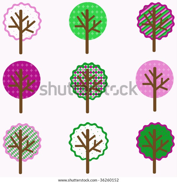 Retro Trees Stock Illustration 36260152
