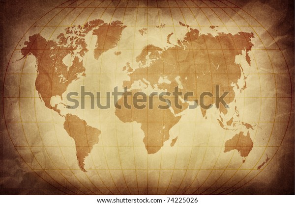 Retro World Map Stock Illustration 74225026