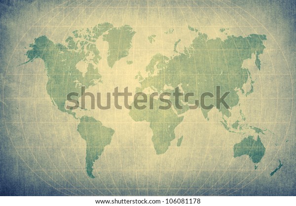 Retro World Map Chart Stock Illustration 106081178