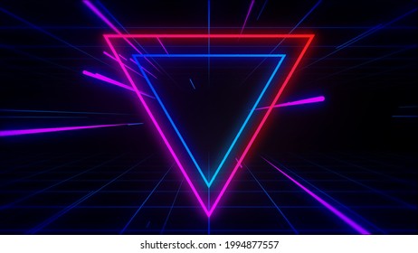 Retrofuturistic 80s Triangle Grid Background 3d: ภาพประกอบสต็อก ...
