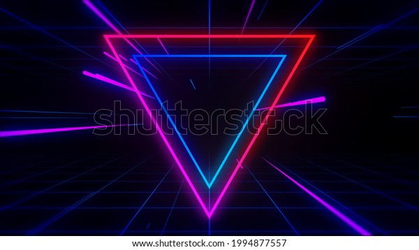 Retrofuturistic 80s Triangle Grid Background 3d: ภาพประกอบสต็อก ...