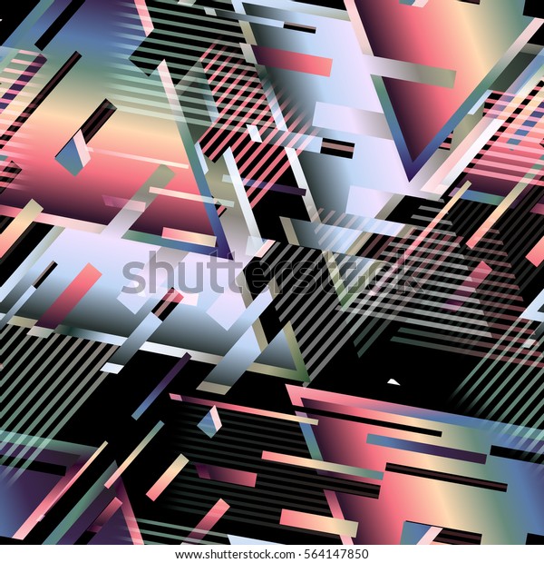 Retrofuturistic Seamless Pattern Glitch Design Cyberpunk Stock ...