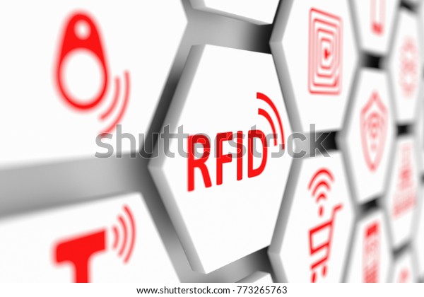 Rfid Concept Cell Blurred Background 3d Stock Illustration 773265763