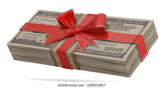 Ribbon Bow Dollar Stack Isolated On Stock Illustration 1200315817 ...