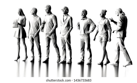 Right Side View Six Men One Stock Illustration 1436733605