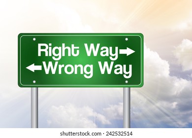 Right Way Wrong Way Green Road Stock Illustration 242532514 | Shutterstock
