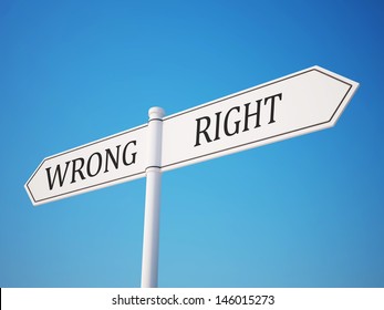 Right Wrong Signpost Clipping Path Stock Illustration 146015273 ...